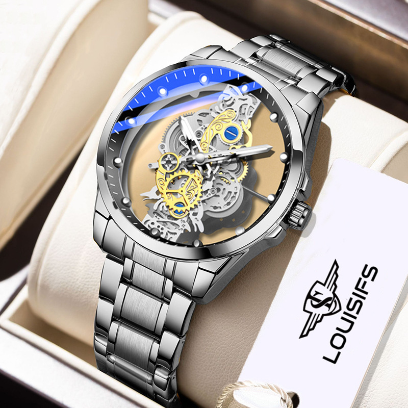Men's automatic fully mechanical quartz watch double-sided transparent ...