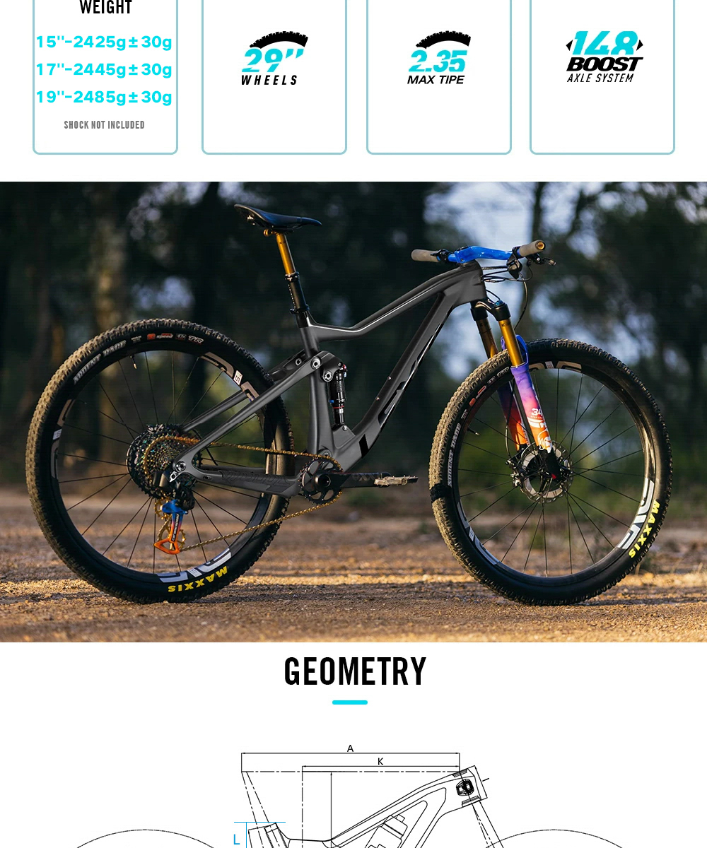 LEXON Mountain Bicycle Frame XC Trial Cross Country Carbon MTB Frameset ...