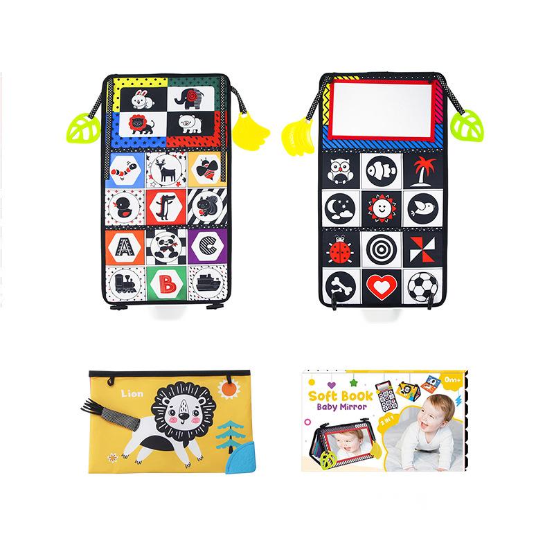 iBliver Baby Mirror Tummy Time Toy with Crinkle Cloth Book for Infants ...