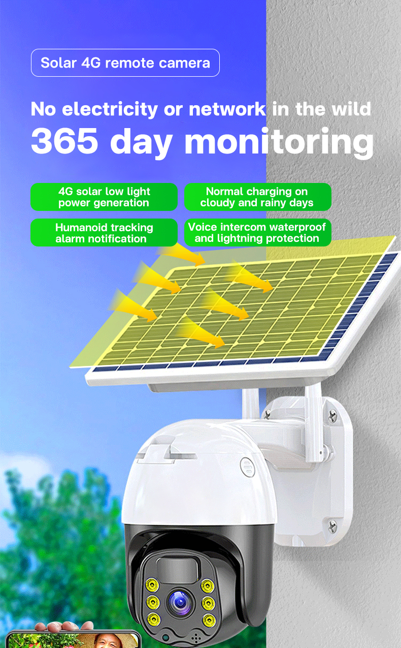 Solar Outdoor CCTV Camera WIFI 4G Remote Monitoring Home 360°Panorama ...