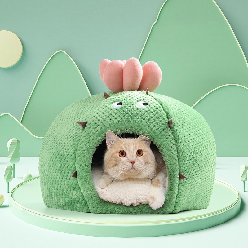 Cactus Cat House Removable Washable Fully Enclosed Yurt Triangular Pet ...