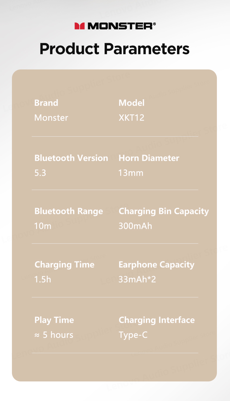 Monster Xkt12 True Wireless Bluetooth Earphone Smart Touch Hi-Fi Sound ...