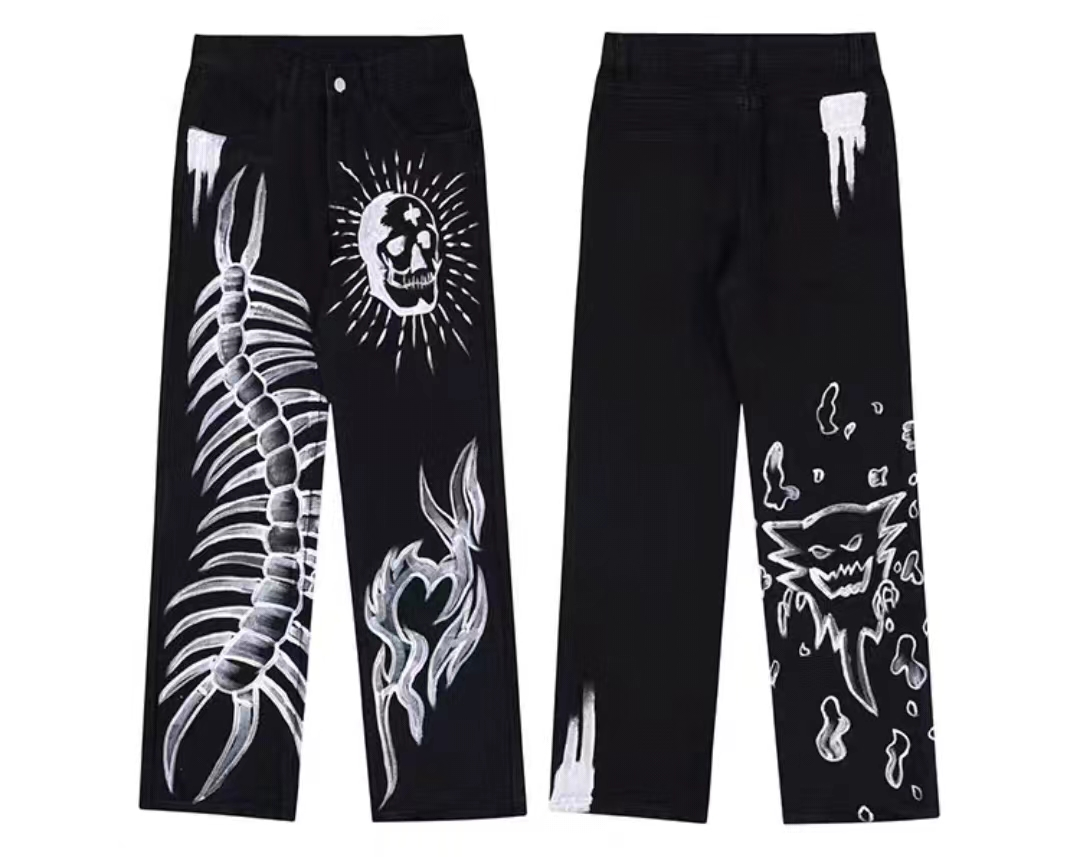Graffiti Print Vintage Slacks For Men Hip Hop Straight Leg Slacks For ...