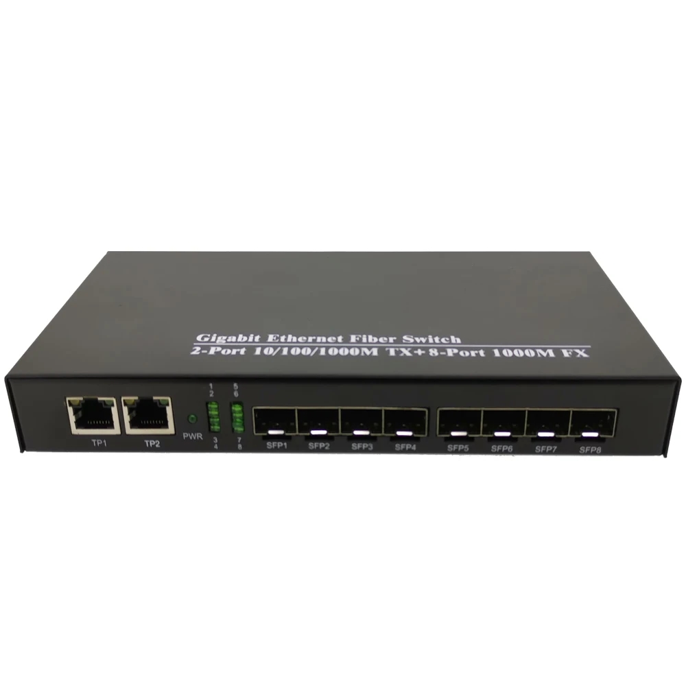 8SFP&2UTP Gigabit Ethernet switch Ethernet Fiber Optical Media Converter 8*SFP and 2*RJ45 Port ...