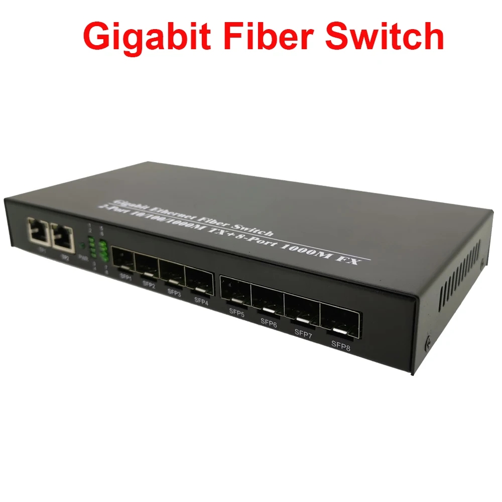 8SFP&2UTP Gigabit Ethernet switch Ethernet Fiber Optical Media Converter 8*SFP and 2*RJ45 Port ...