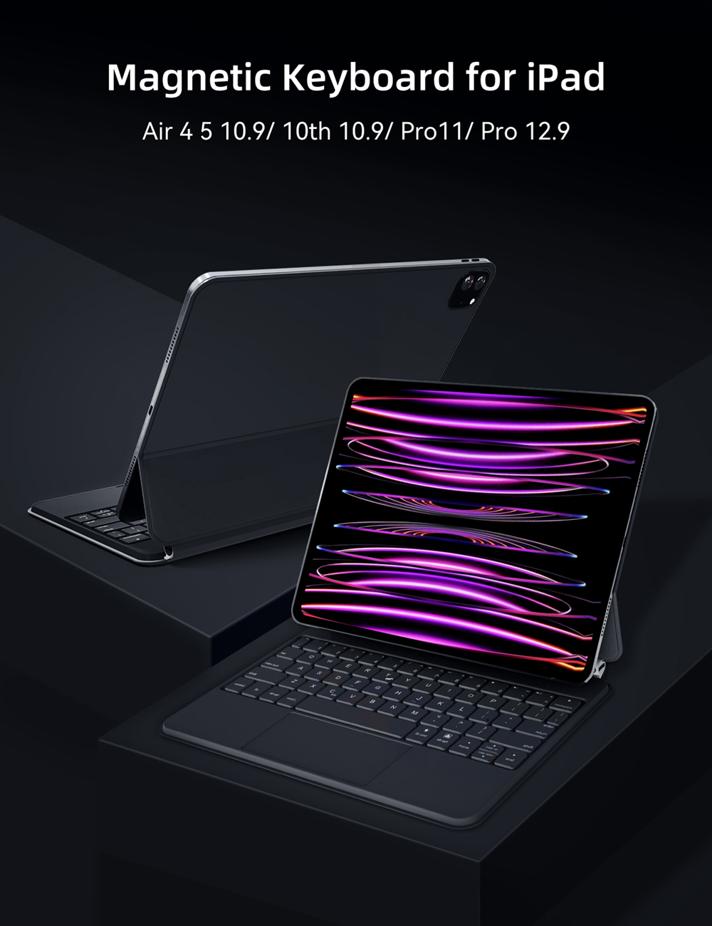 For iPad Magnetic Keyboard For 11th Air 6th Gen 11'' M3 2025 Air4 Air5 ...