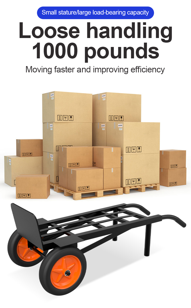 HEAVY DUTY HANDTRUCK Double and Curved Handle 150 to 600kgs Pushcart ...