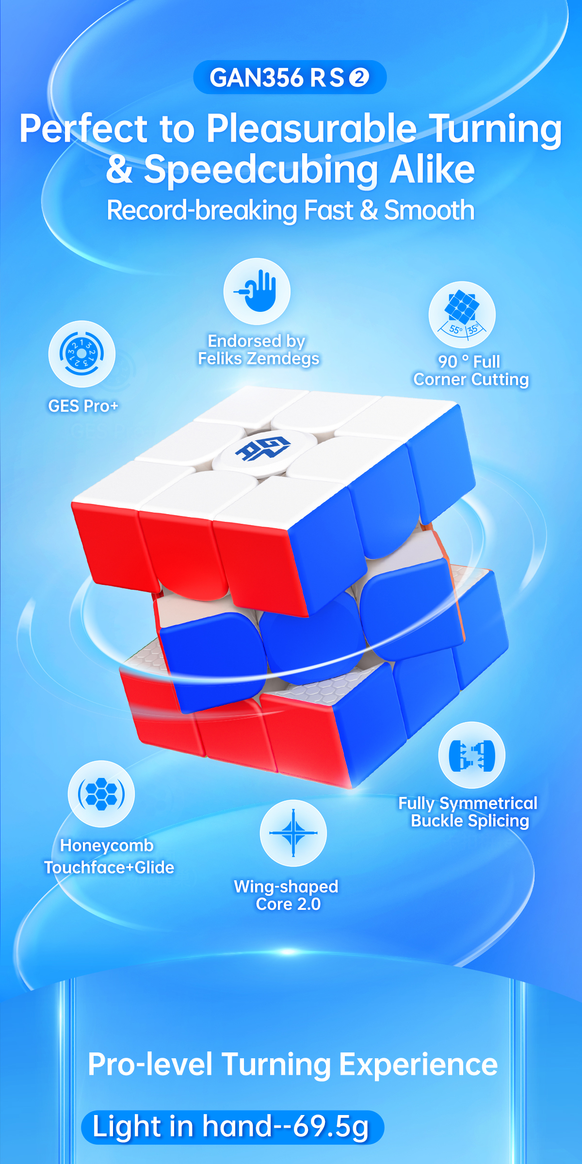 GAN 356 RS2 Speed Cube Nonmagnetic Competition Cube for beginner 3x3 ...