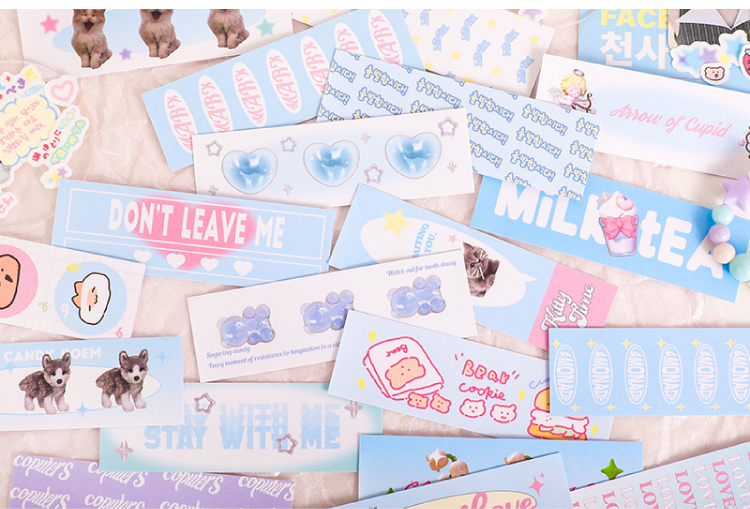 Mr. Paper 50 sheets/bag Coated paper sticker ins style Cute simple ...