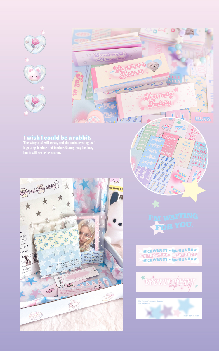 Mr. Paper 50 sheets/bag Coated paper sticker ins style Cute simple ...