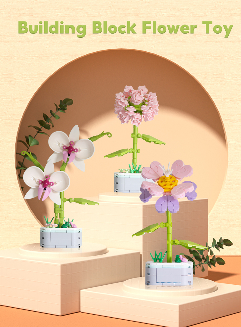 Assembling Building Blocks Combination Building Blocks Flower Simulation Flower Pot Assembling ...