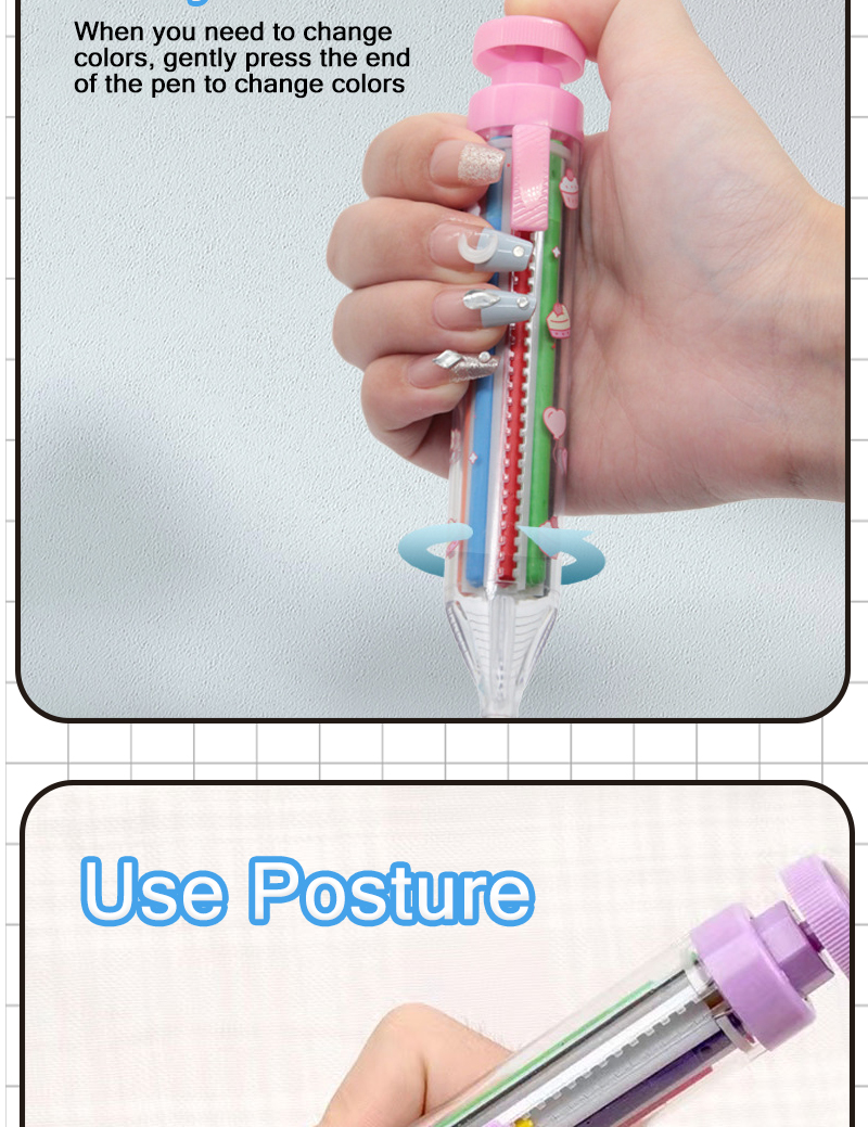 Multi-color Crayon 8in1 Pen Rotary Pressing Children's Graffiti Crayon ...