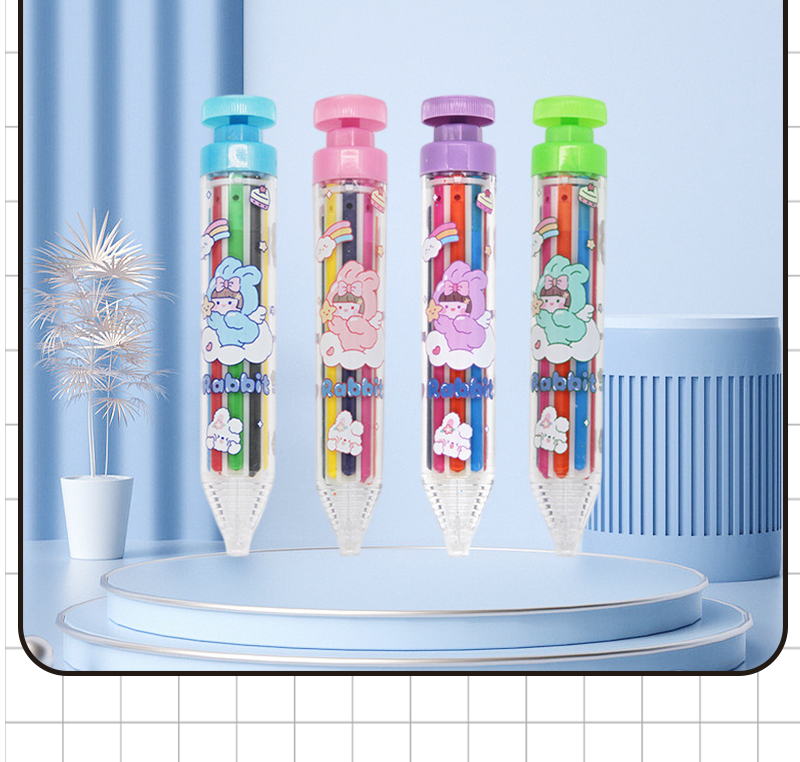 Multi-color Crayon 8in1 Pen Rotary Pressing Children's Graffiti Crayon ...