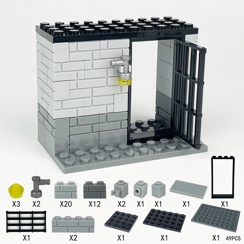 Mini prison model scene toys MOC Prison room life Building Blocks ...