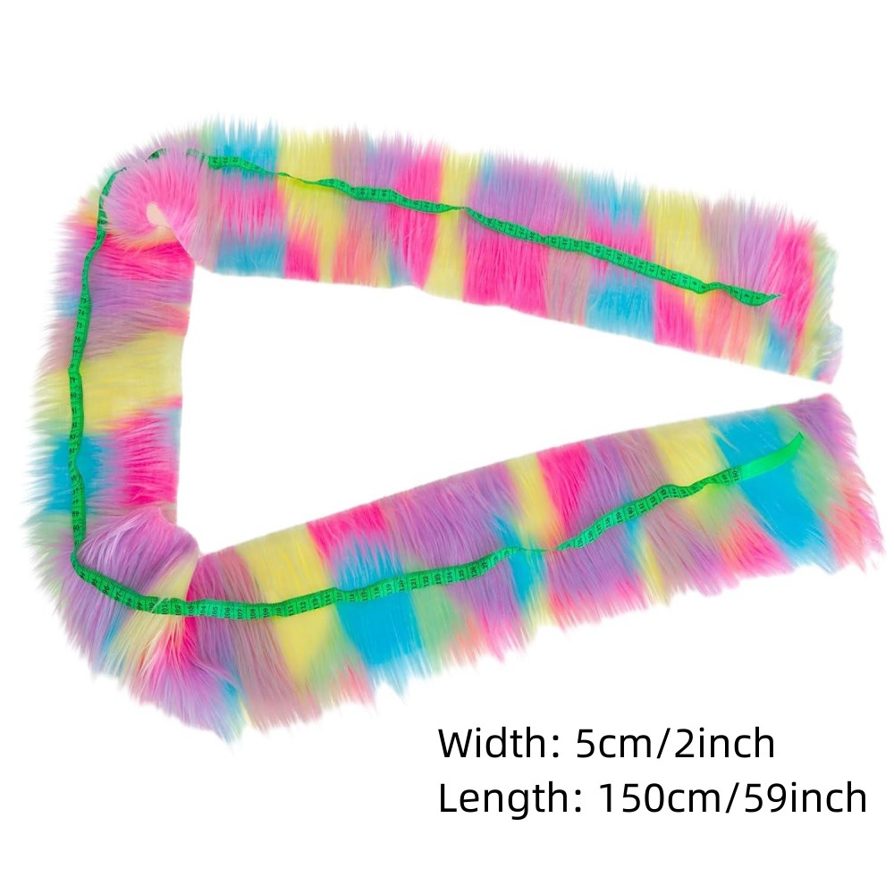 2x59inch Multicolour Shaggy Plush Faux Fur Fabric Precut Strips Fluffy ...