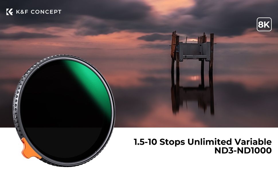 K&F Concept Variable ND Lens Filter ND3-ND1000 (1.5-10 Stops) Putter ...