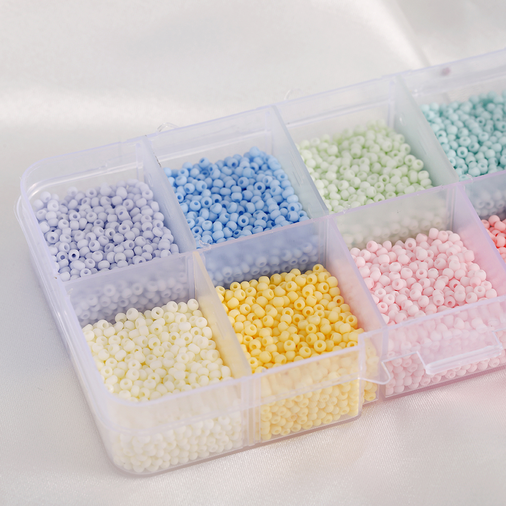 St. kunkka 24 Grid 2mm-3mm Macaron Frosted Series Rice Bead Set Cream ...