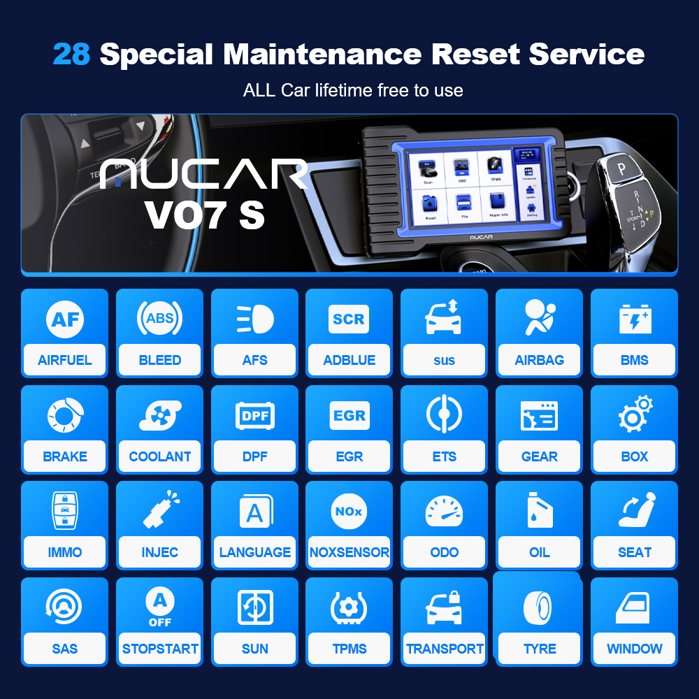 MUCAR VO7S Car Diagnostic Scanner CAN-FD Protocol Full System 28 Reset ...