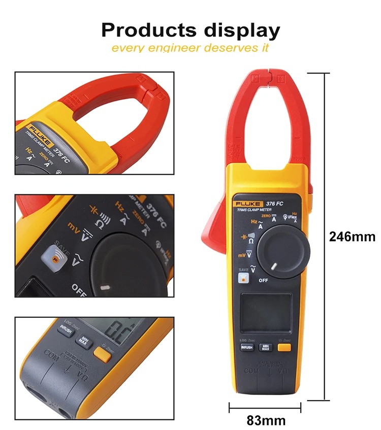 Fluke 376 FC 1000A AC/DC True-RMS Clamp Meter With Insulated Hand Tool Starter Kit Measures ...
