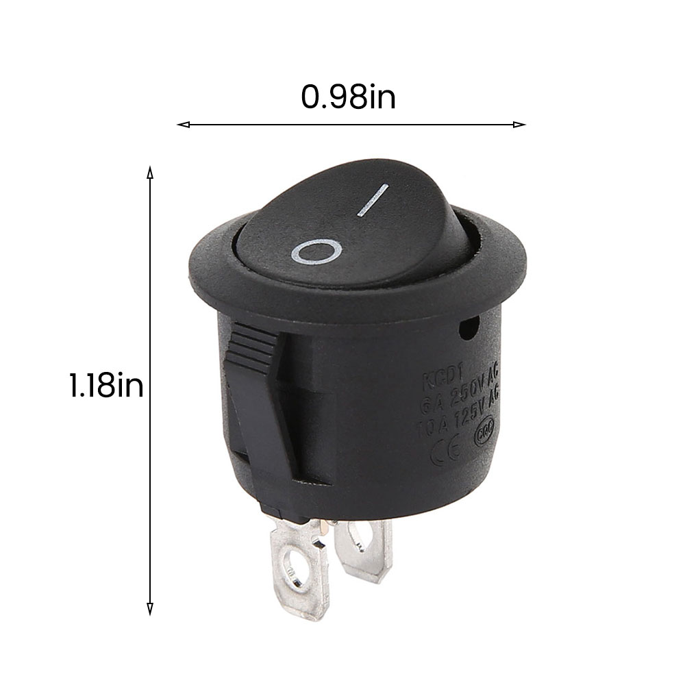 10Pcs Round Rocker Switch Push Button Black Rocker Toggle Anti ...