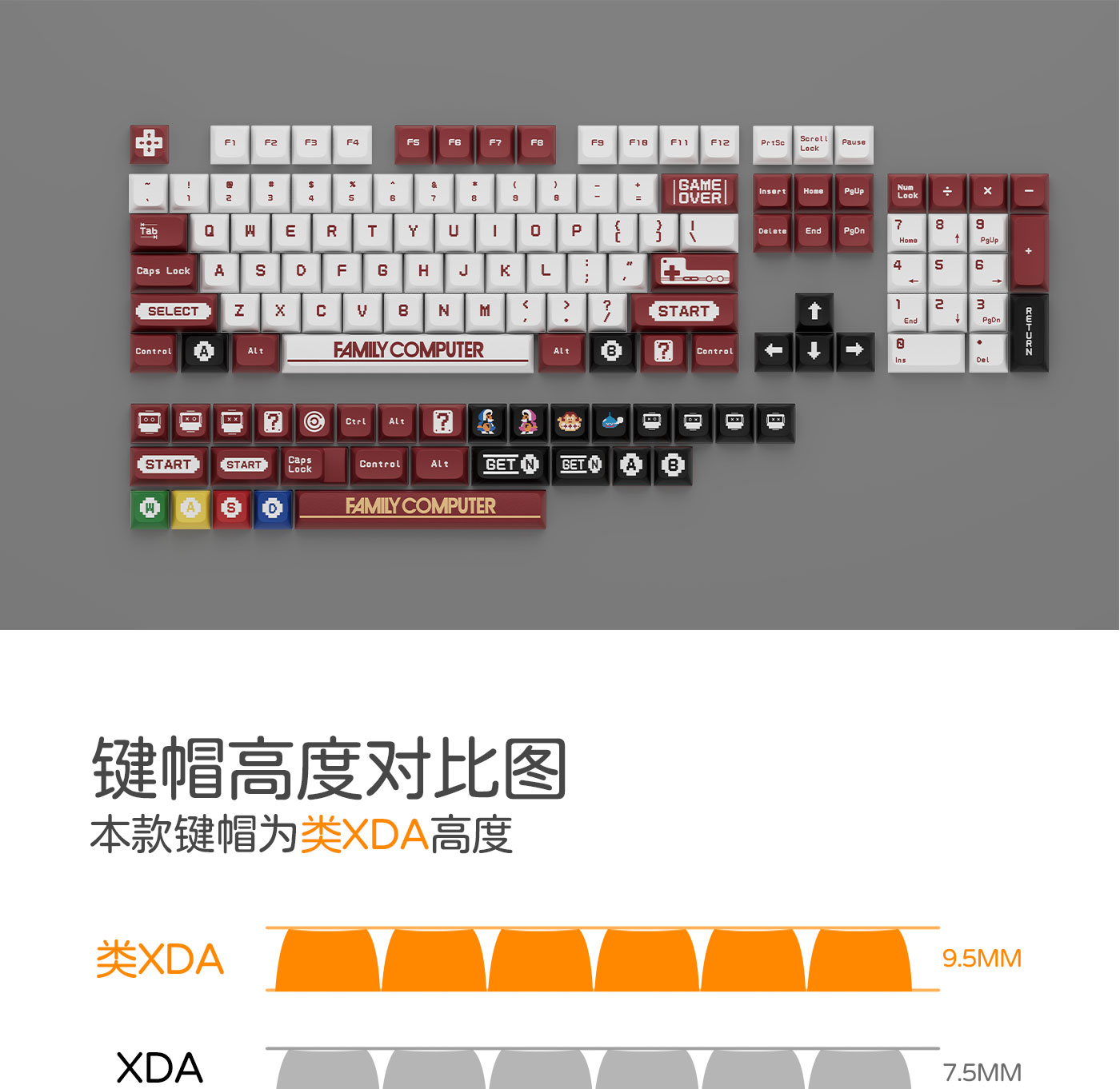 GMK Game Console Keycap, 134 Keys PBT Keycaps XDA Profile DYE-SUB ...