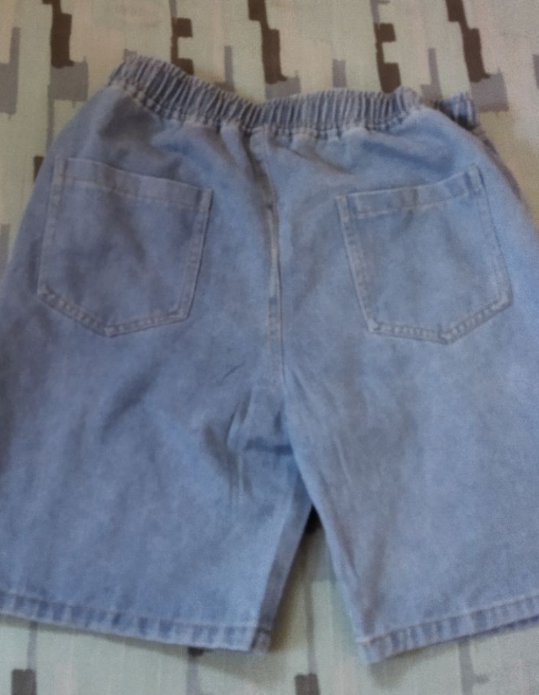 【Without Belt Holder】Fashion American Cross Embroidery Denim Shorts For ...