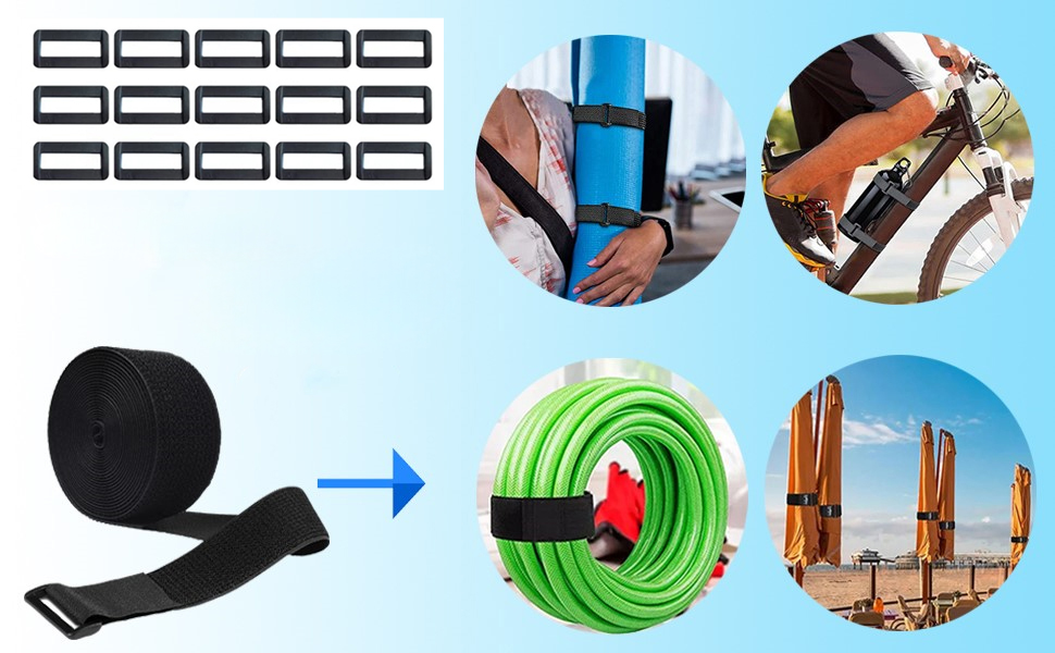 Cable Ties with Buckles, Reusable Heavy Duty Hook and Loop Straps ...