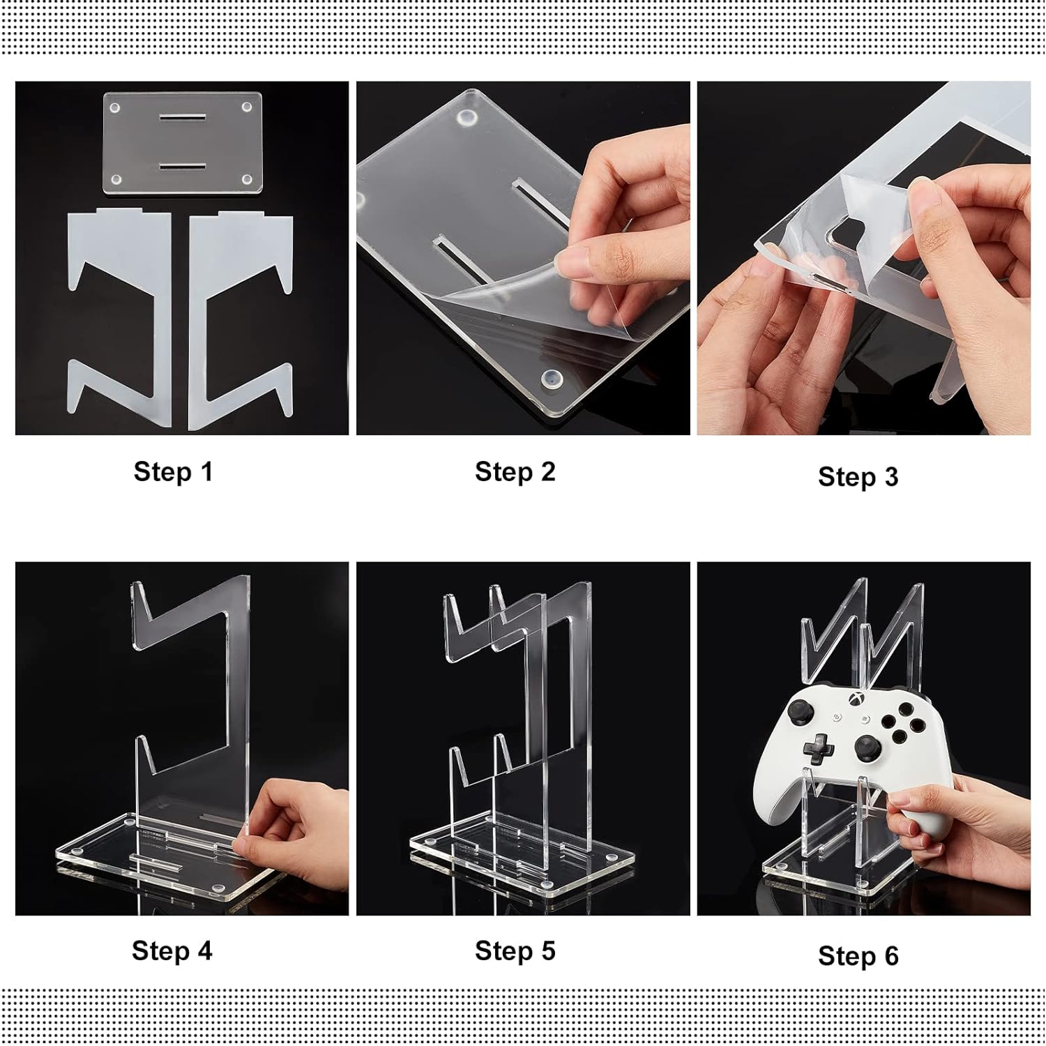 Universal Dual Controller Holder, Transparent Acrylic Game Controller ...