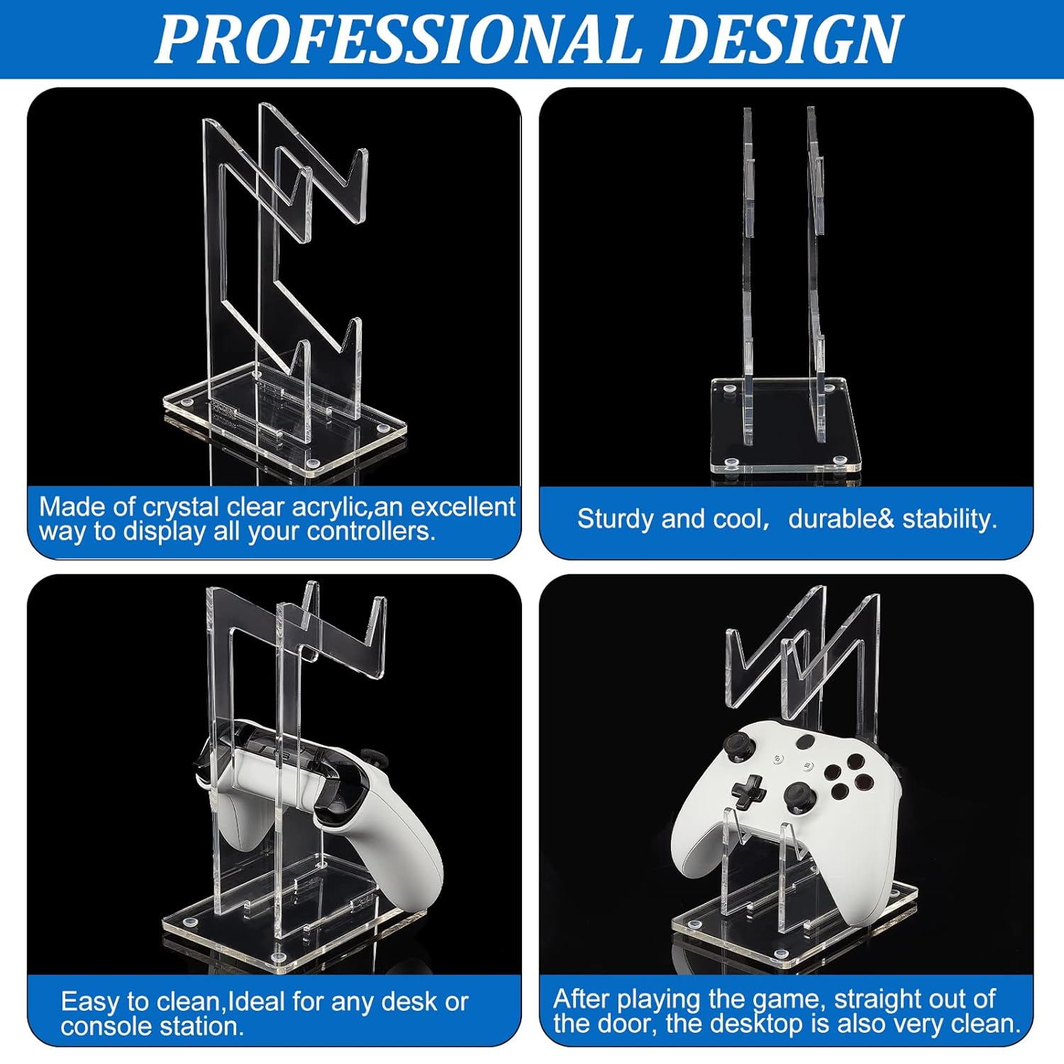 Universal Dual Controller Holder, Transparent Acrylic Game Controller ...