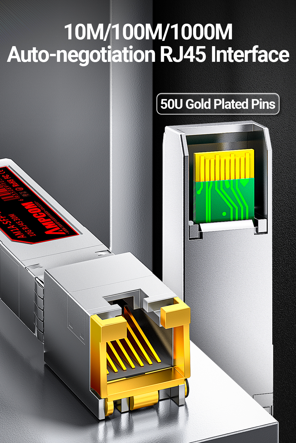 AMPCOM 1.25G and 10G RJ45 Ethernet Copper SFP Transceivers, RJ45 to ...