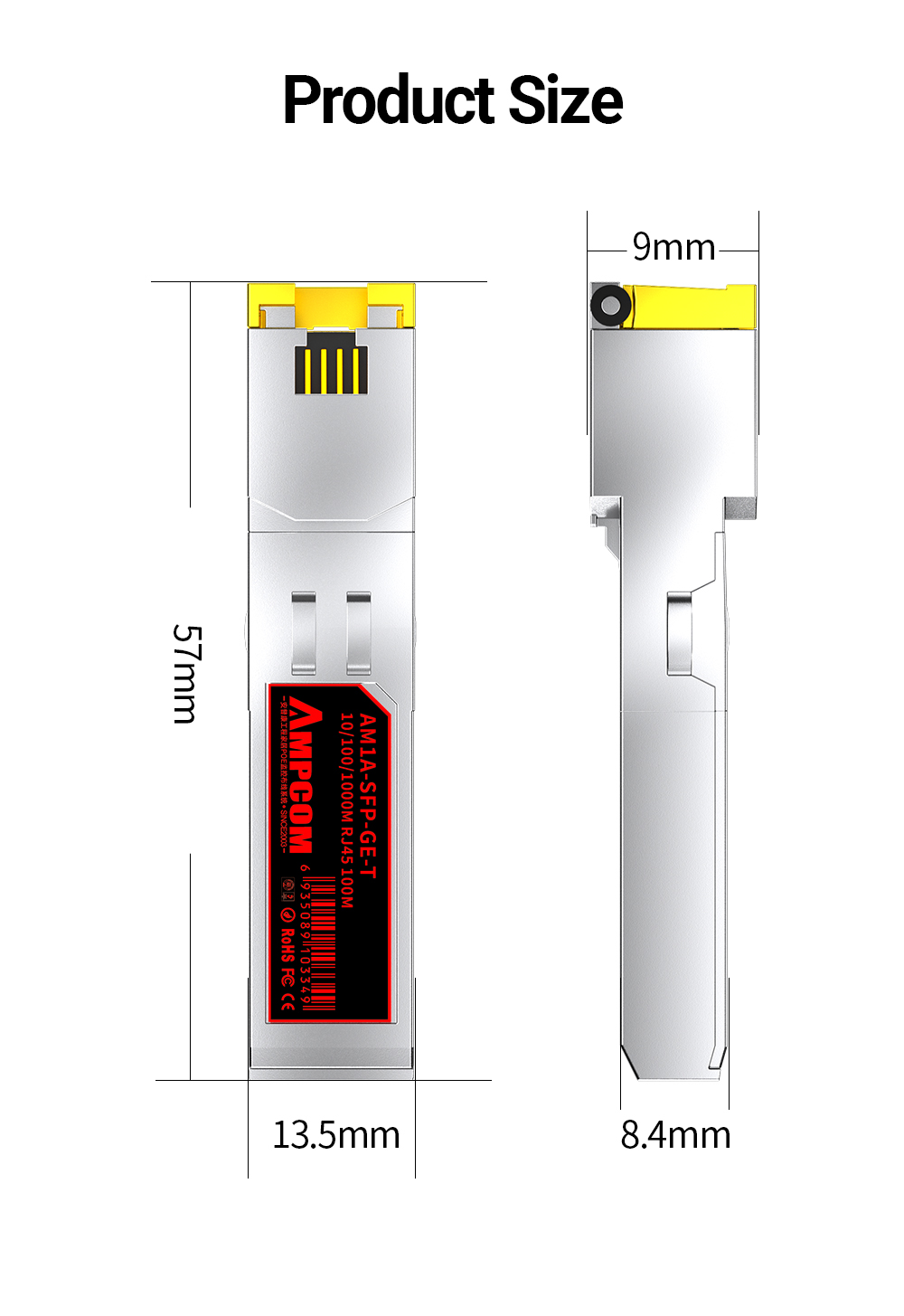AMPCOM 1.25G and 10G RJ45 Ethernet Copper SFP Transceivers, RJ45 to ...