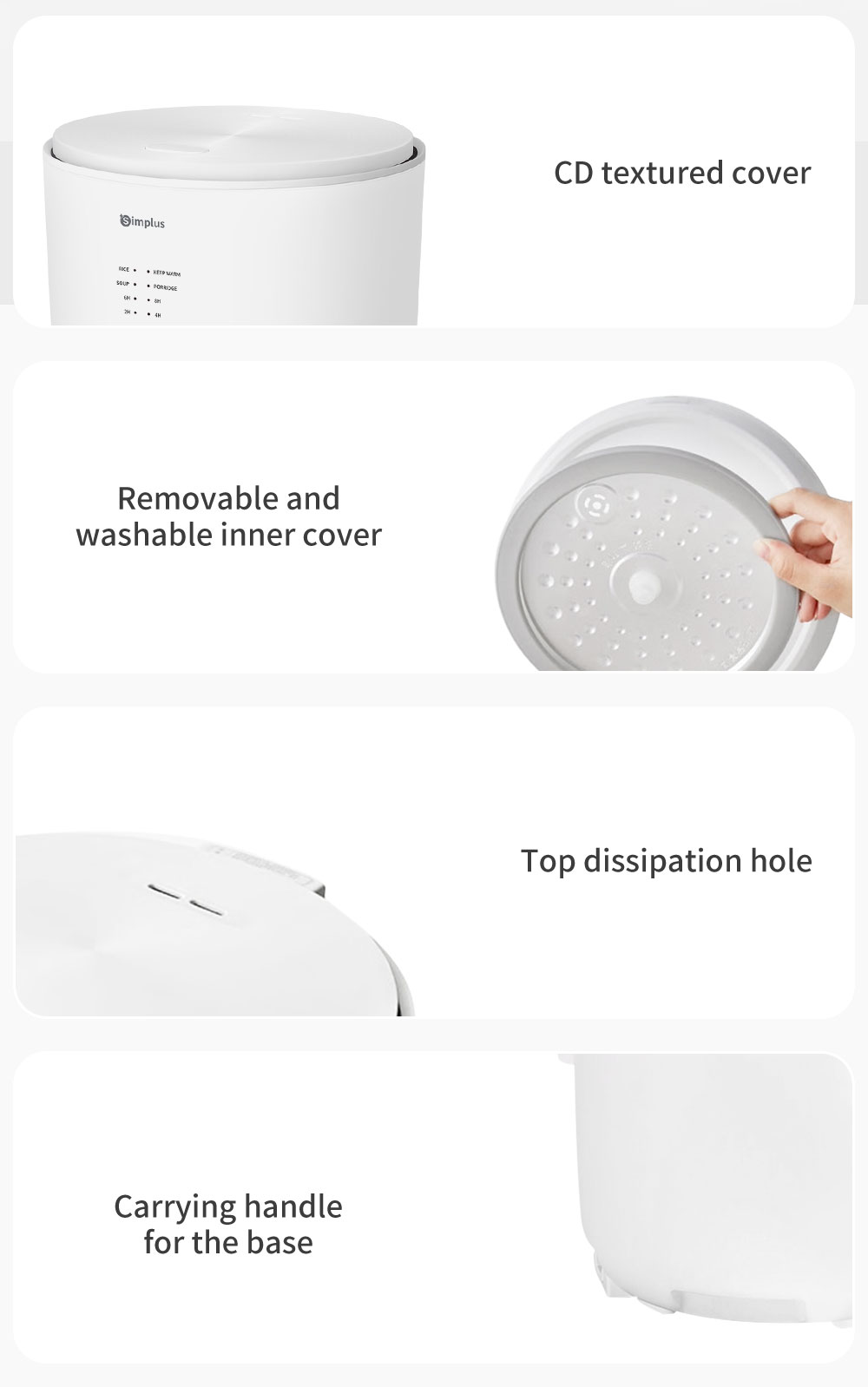 Simplus Electric Rice Cooker Desugar Multifunctional Nonstick Pan 24H ...