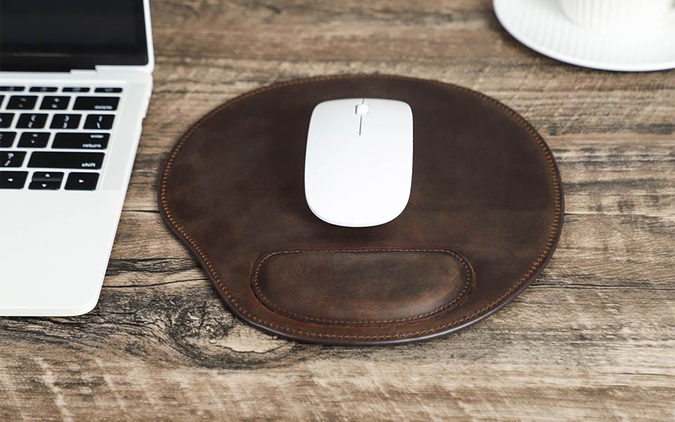 CONTACTS FAMILY Nubuck Leather Anti-slip Mouse Pad With Wrist Rest ...