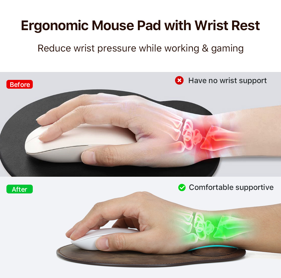 CONTACTS FAMILY Nubuck Leather Anti-slip Mouse Pad With Wrist Rest ...