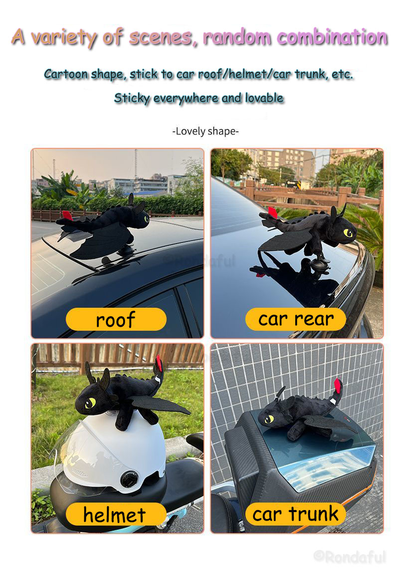 How to Train Your Dragon Night Fury Toothless Car Ornament Roof Doll ...