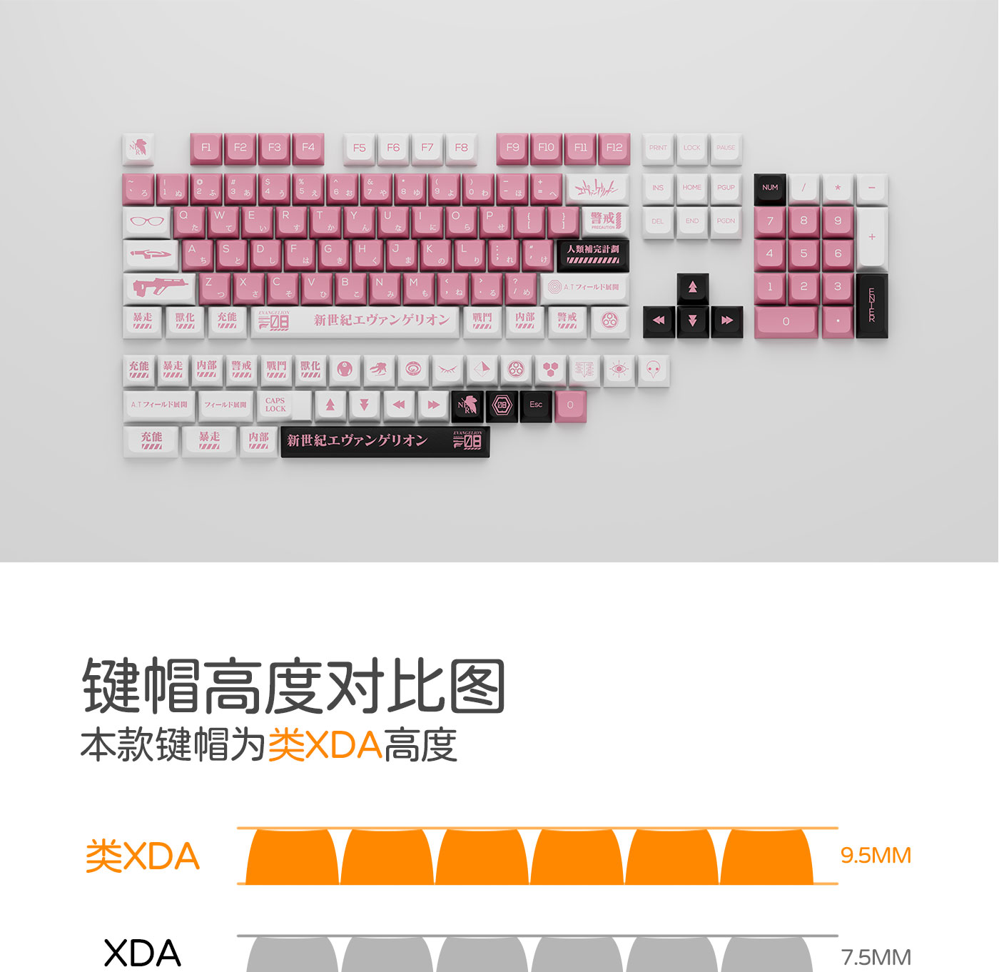 GMK EVA NO.8 Keycap, 135 Keys PBT Keycaps XDA Profile DYE-SUB ...