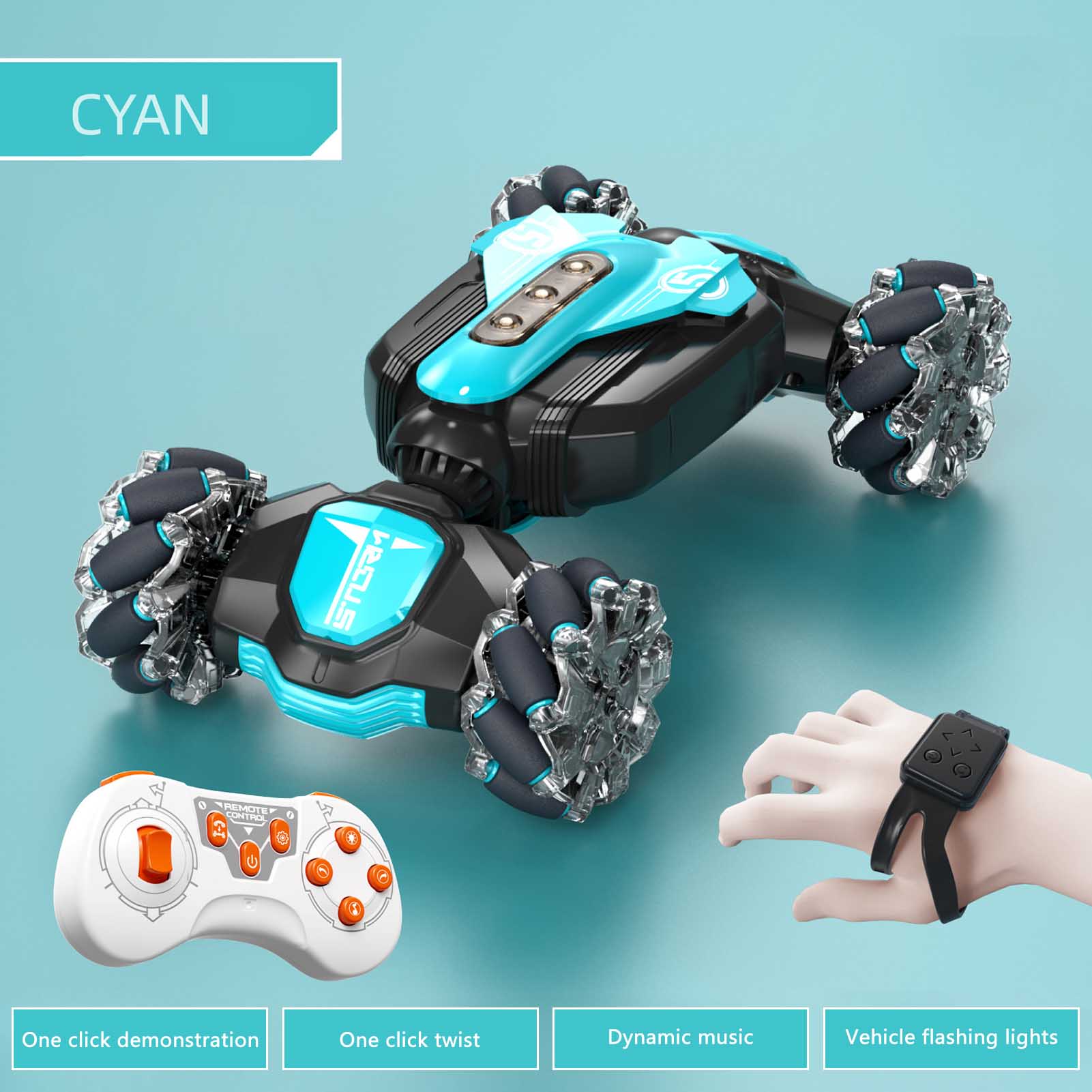 Car Double Sided Rotating RC Drift Stunt 360° Remote Control Hand ...