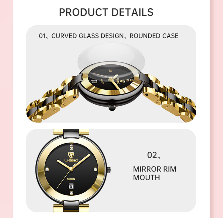 LIEBIG Quartz Watch Stainless Steel Waterproof Exquisite Couple Watch ...