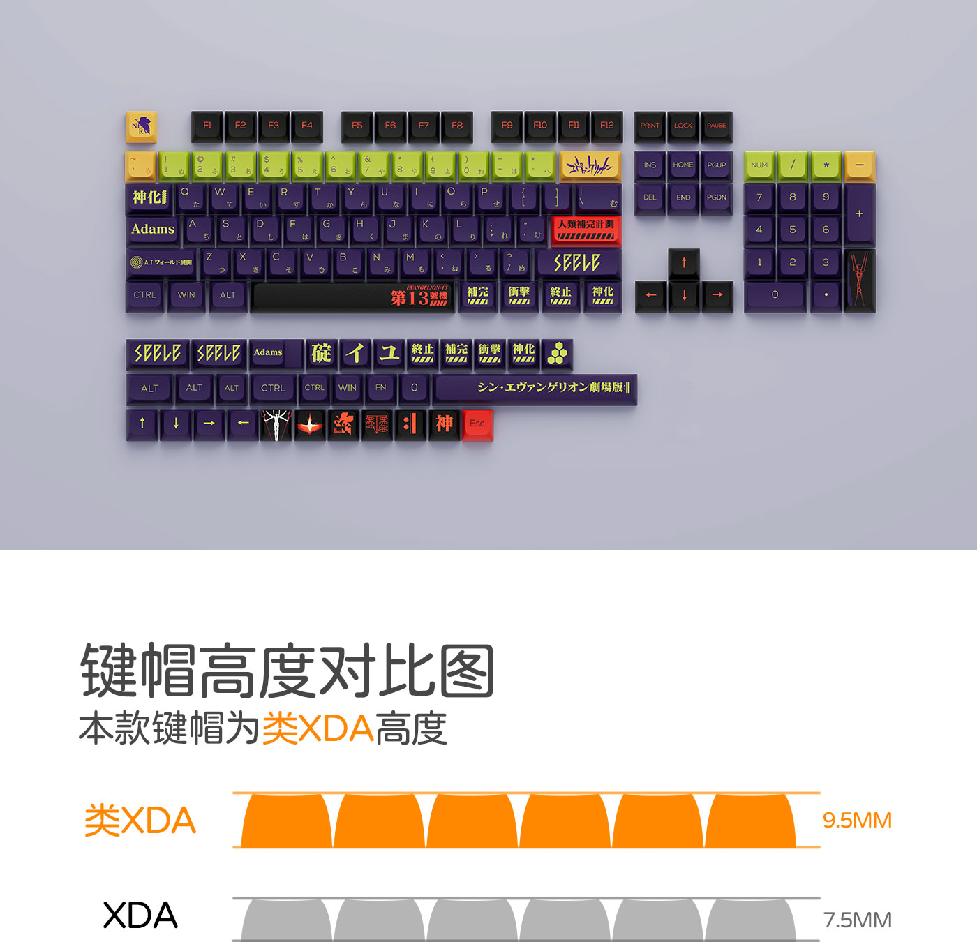 GMK EVA NO.13 Keycap, 135 Keys PBT Keycaps XDA Profile DYE-SUB ...