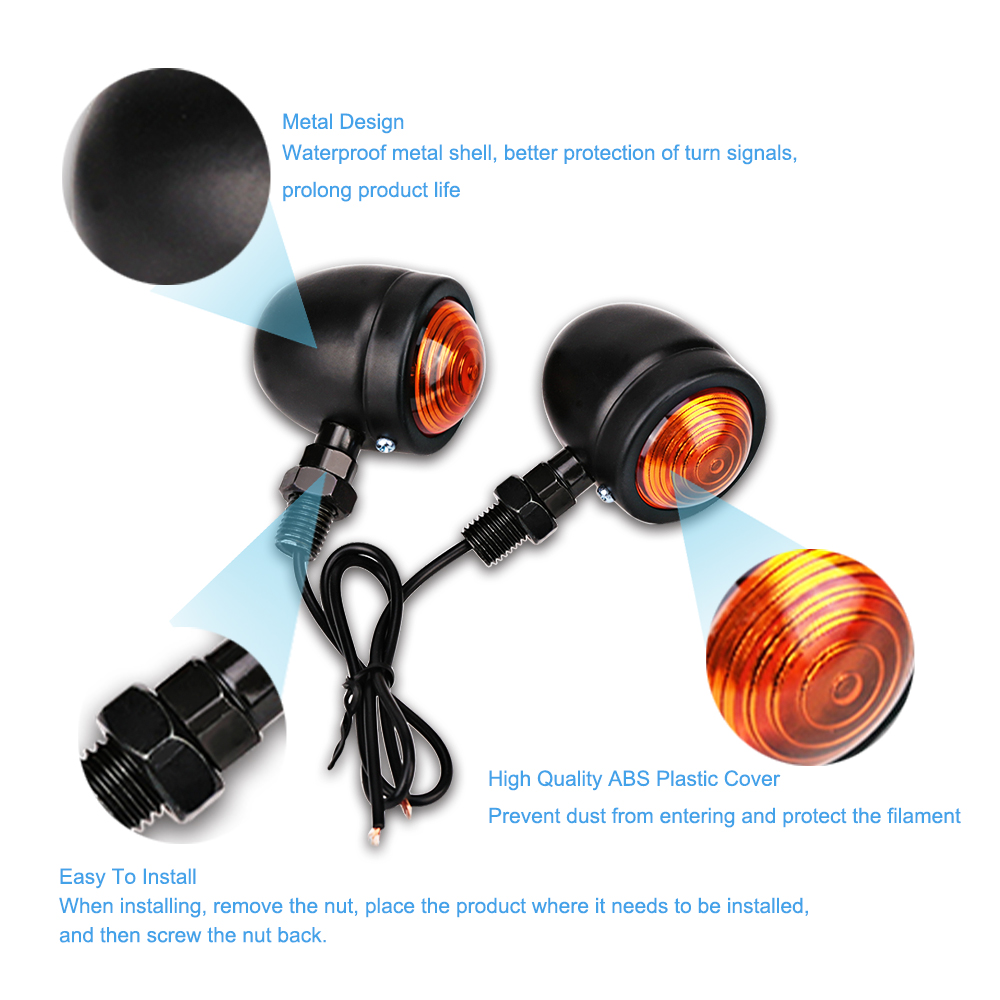 (Local Stock) 4PCS Motorbike Blinker Headlight Retro Motorcycle Turn ...