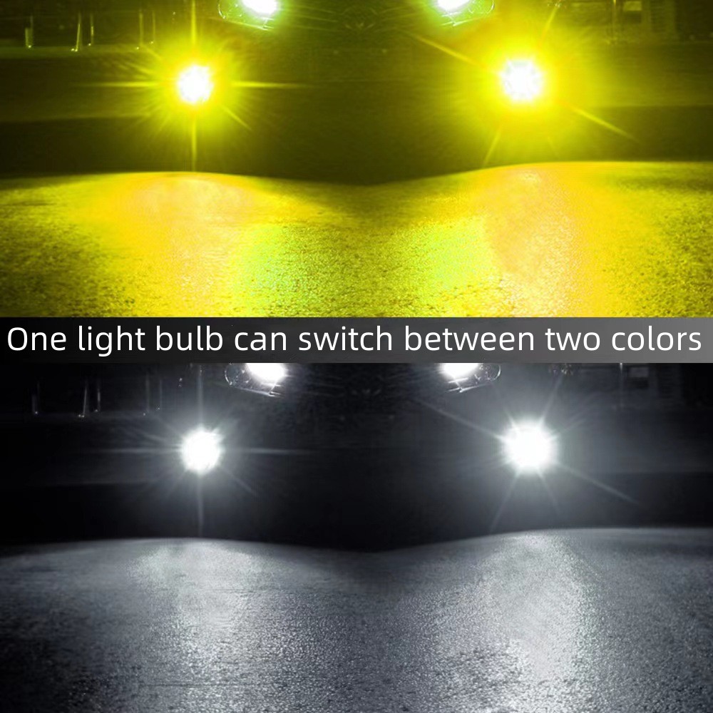 2PCS Dual Color L1B Car LED Fog Lights White Yellow For TOYOTA Hilux ...