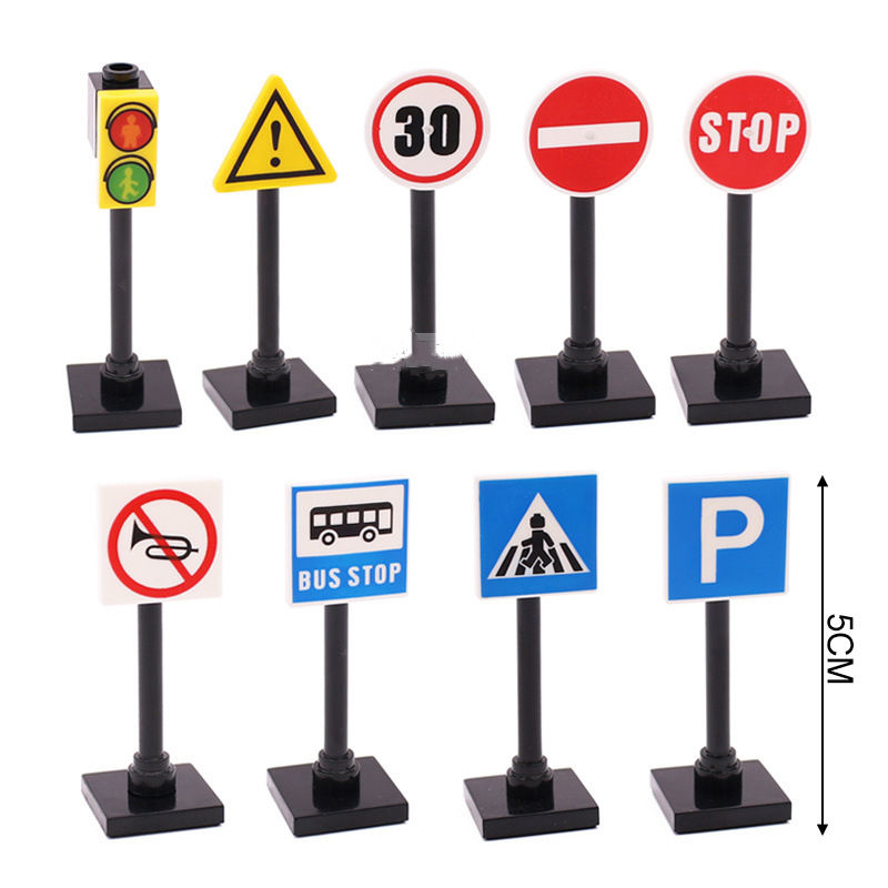 City Traffic Light Signs Barricade Speed Limit Small Brick minifigure ...