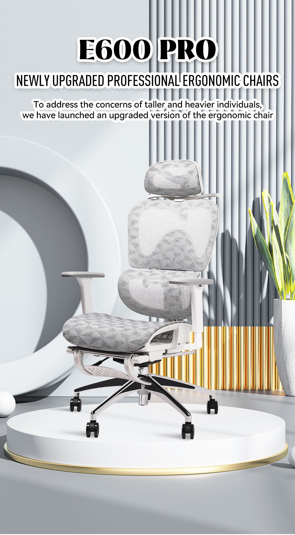 MUSSO E600 PRO Ergonomic Chair With 3D Handrail, Adjustable Headrest ...