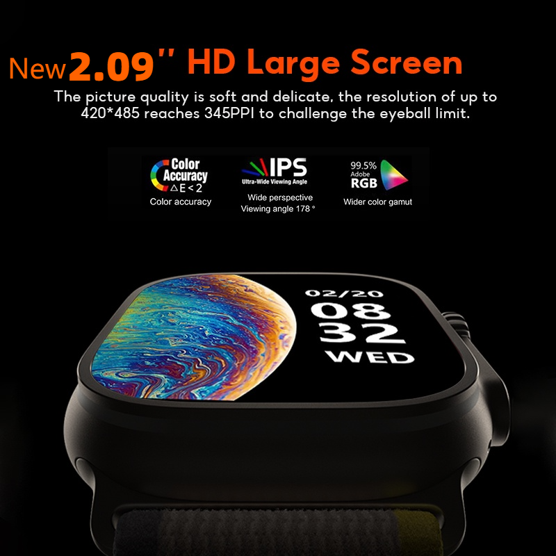 MIONE Smart Watch Ultra 9 Max 2.09 Inch Sport Watch Series 8 Magnetic ...