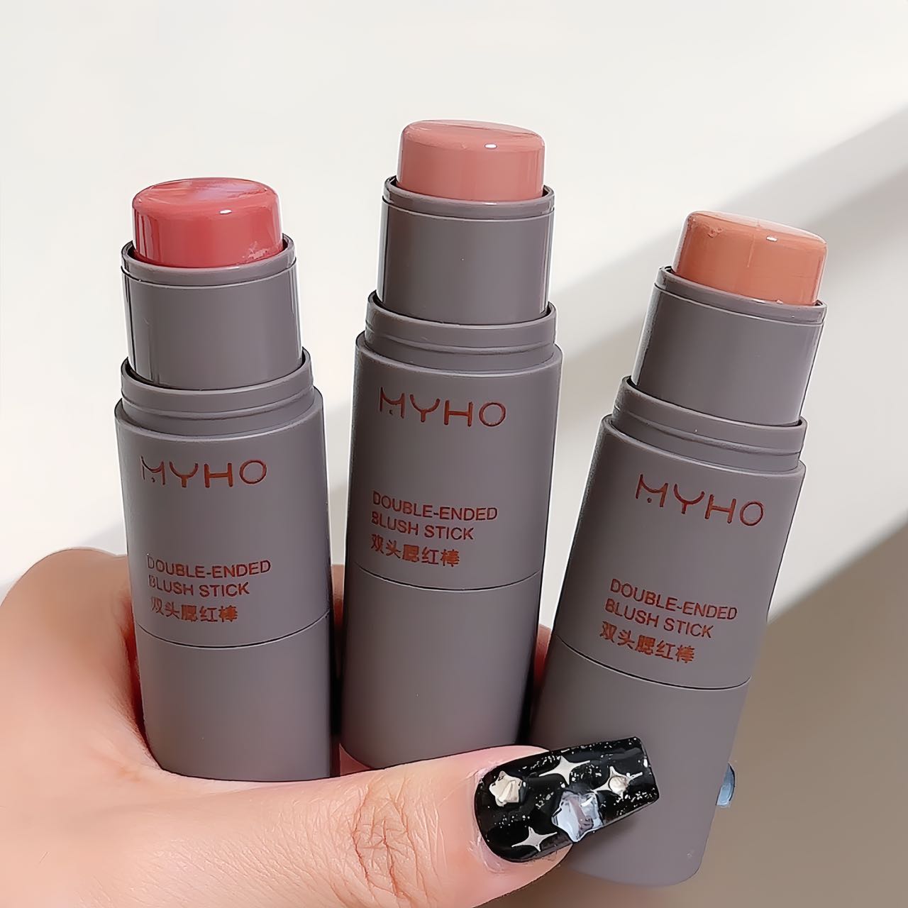 MYHO Two-Head Blush Stick Matte Tender Pink Natural bare lips and ...