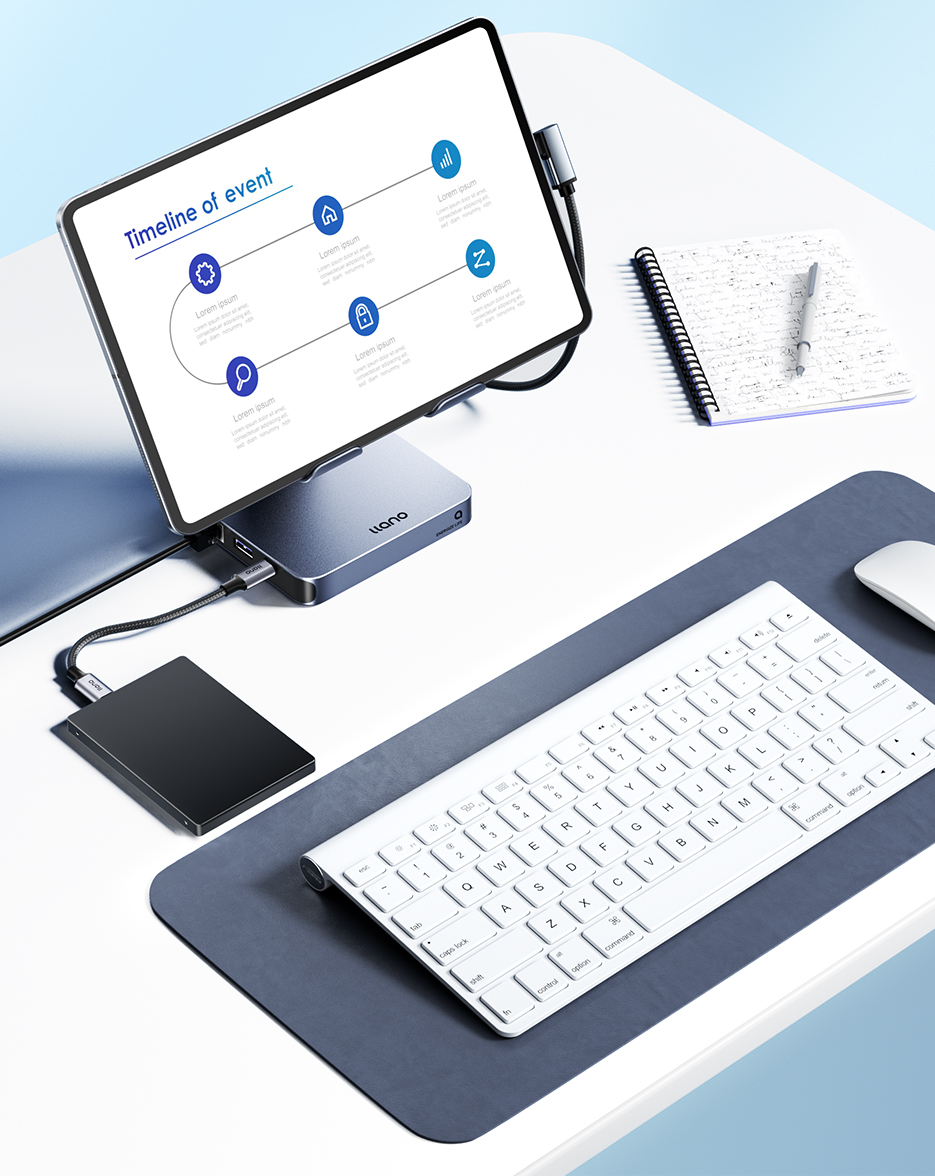 Llano Tablet Stand Laptop 8 in 1 iPad USB C Hub Docking Station, , Type ...