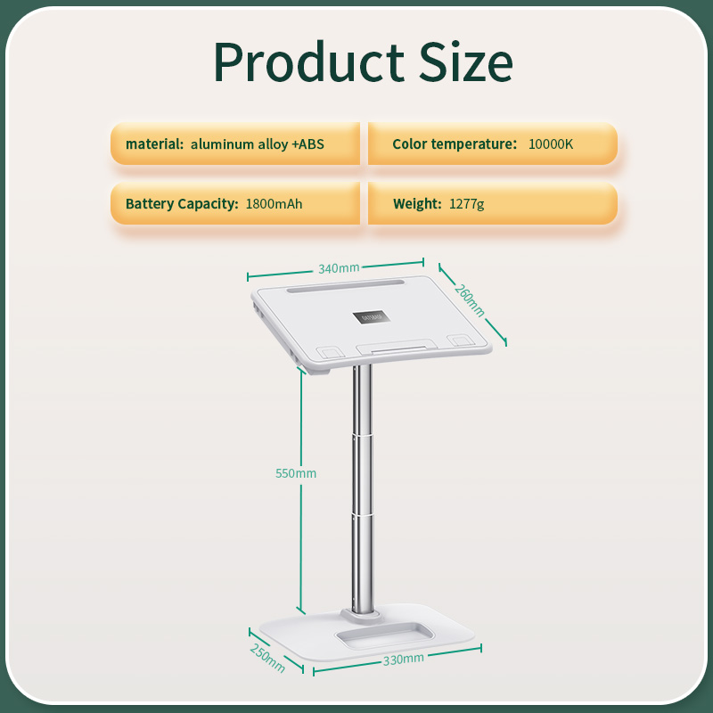 OATSBASF Retractable Computer Stand Reading Table With Led Light Laptop ...