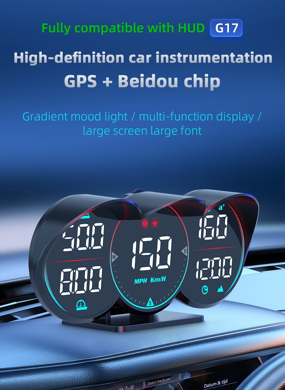 Universal G17 Car HUD GPS Head up Display Speedometer Driving Distance ...