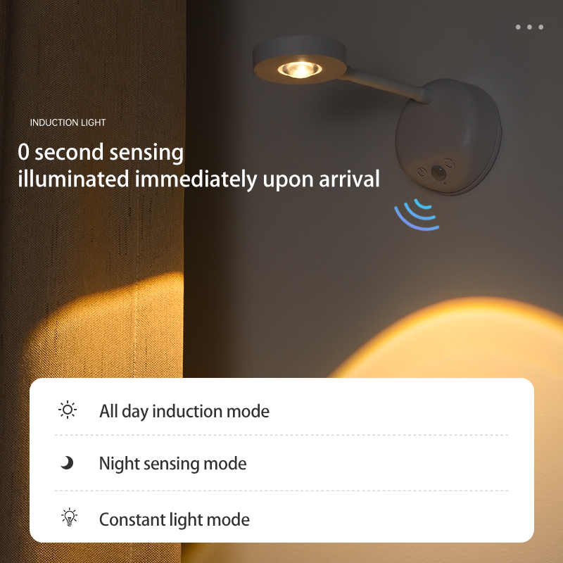 Led Motion Sensor Wireless Night Light Wall Lamp USB TYPE-C ...
