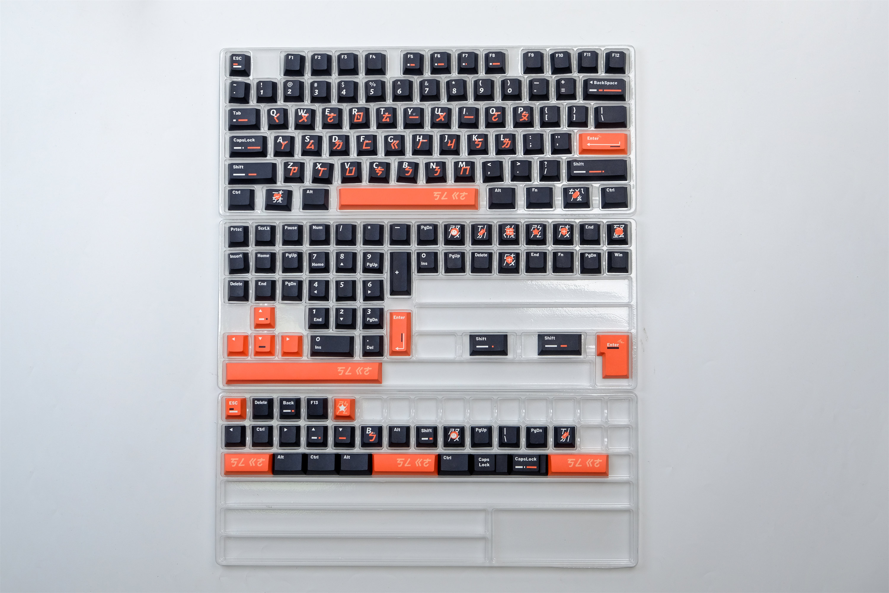 GMK Black orange phonetic keycaps, 151 Keys keycaps Cherry Profile DYE ...